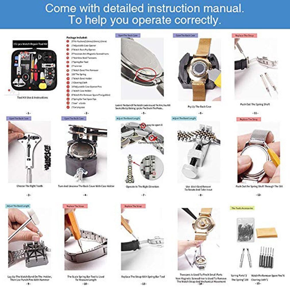 151Pcs Multi-Function Watch Repair Open Back Cover... – Vicedeal