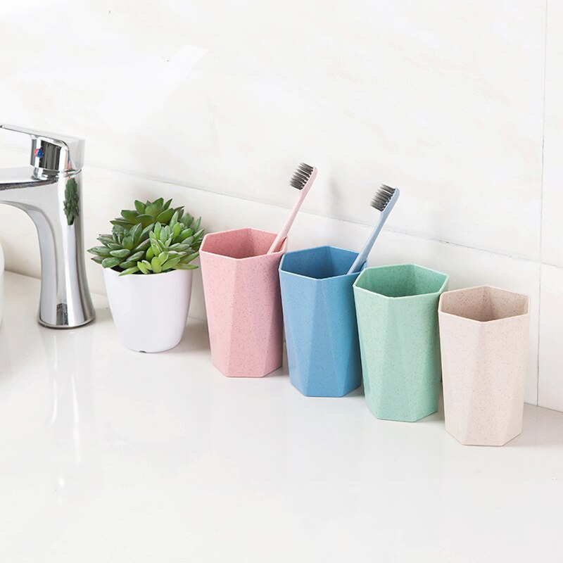 1 Pcs Wash Cups Toothbrush Holder Wheat Straw Geom... – Vicedeal