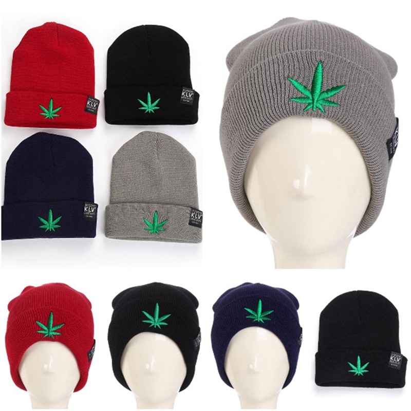 Men Women Winter Warm Beanies Hat Cannabis Leaf Pa... – Vicedeal