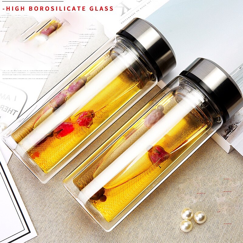 Double-layer Glass Water Bottle Water Bottle Doubl... – Grandado