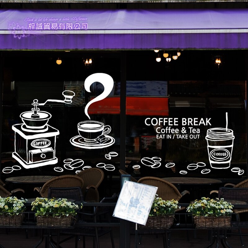 Coffee Shop Sticker Bean Milk tea Decal Cafe Cup P... – Grandado