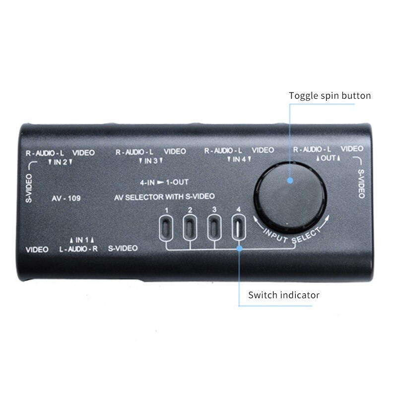 AV-109 Av Selector 4 In 1 Audio-Video-uitgang Sele... – Vicedeal