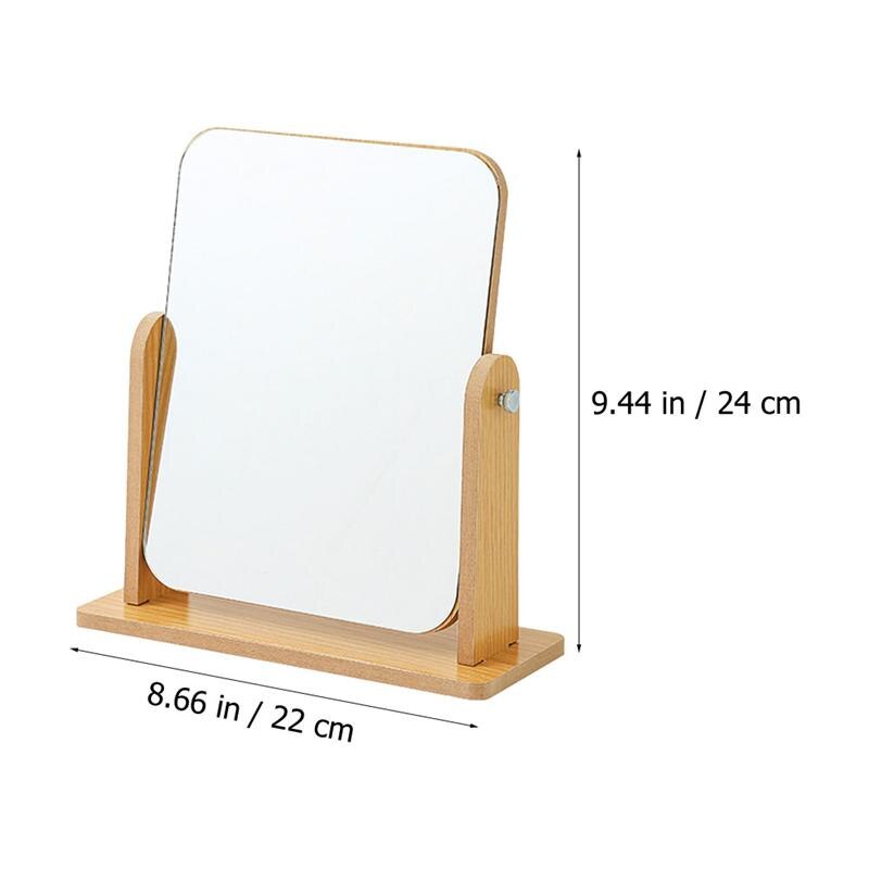 1pc Rotating Makeup Mirror Wooden Tabletop Mirror ... – Grandado