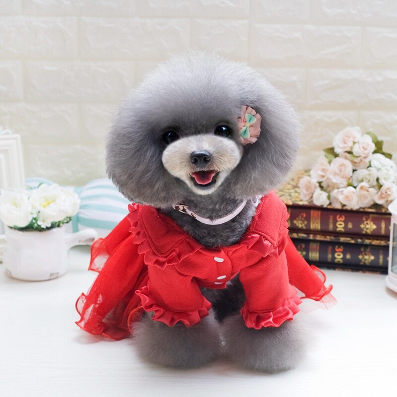 Pet Female Dog Dress Peony in Back Fleece Princess... – Grandado