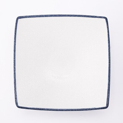 Simple Style Blue Line Ceramic Plate Square Porcel... – Vicedeal