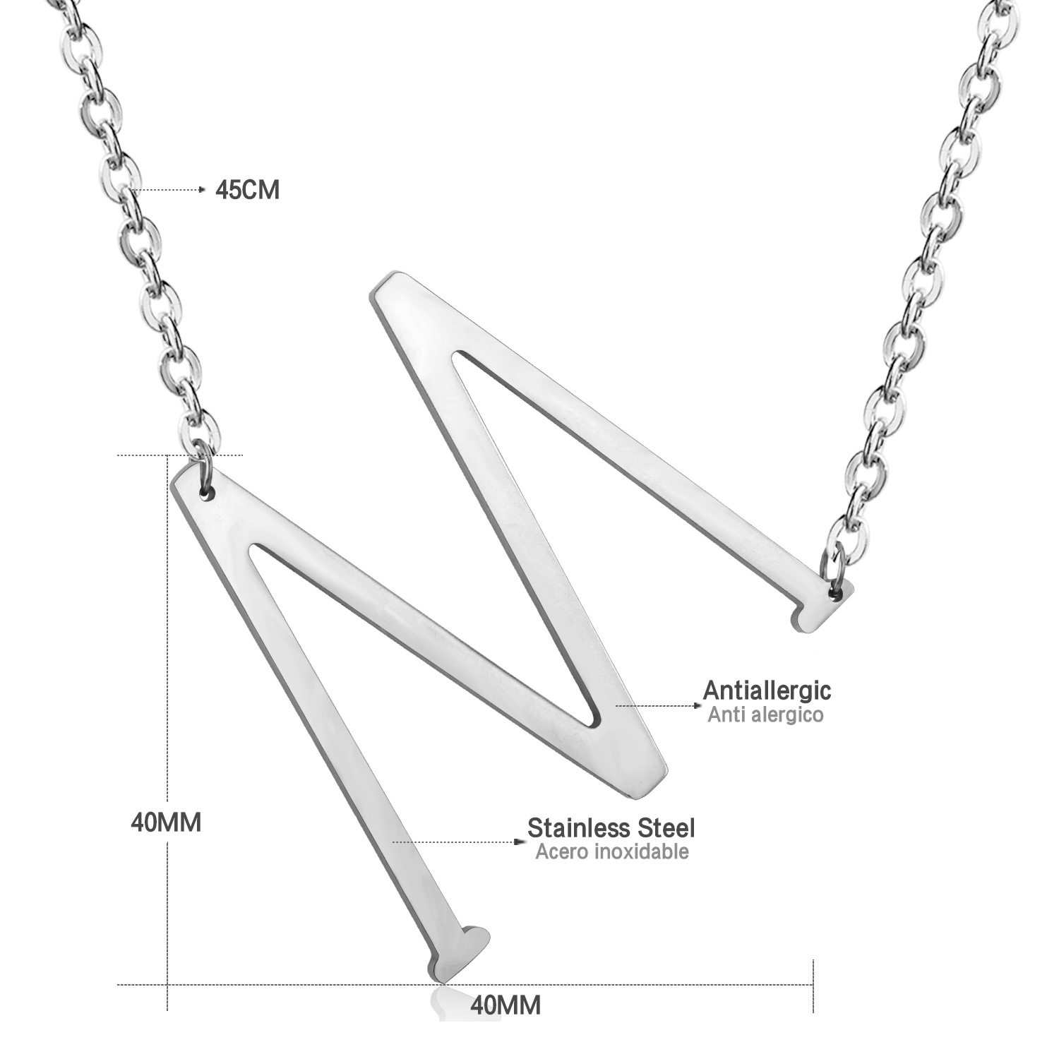 LUXUSTEEL Stainless Steel Large Initial Necklaces ... – Vicedeal