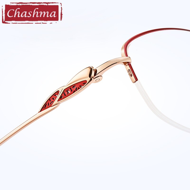 Chashma Eyeglasses Women Optical Frames Red Gold S... – Grandado