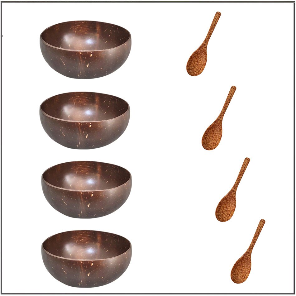 Summer 12-15cm Natural Coconut Bowl Wooden Tablewa... – Grandado