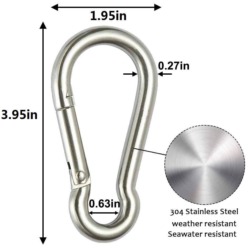 4 Inch Spring Snap Hook Carabiner 304 Rvs Karabijn... – Grandado