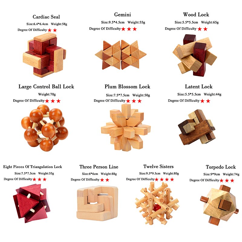 Wooden Puzzles Set Luban Lock IQ Puzzle Game for A... – Vicedeal