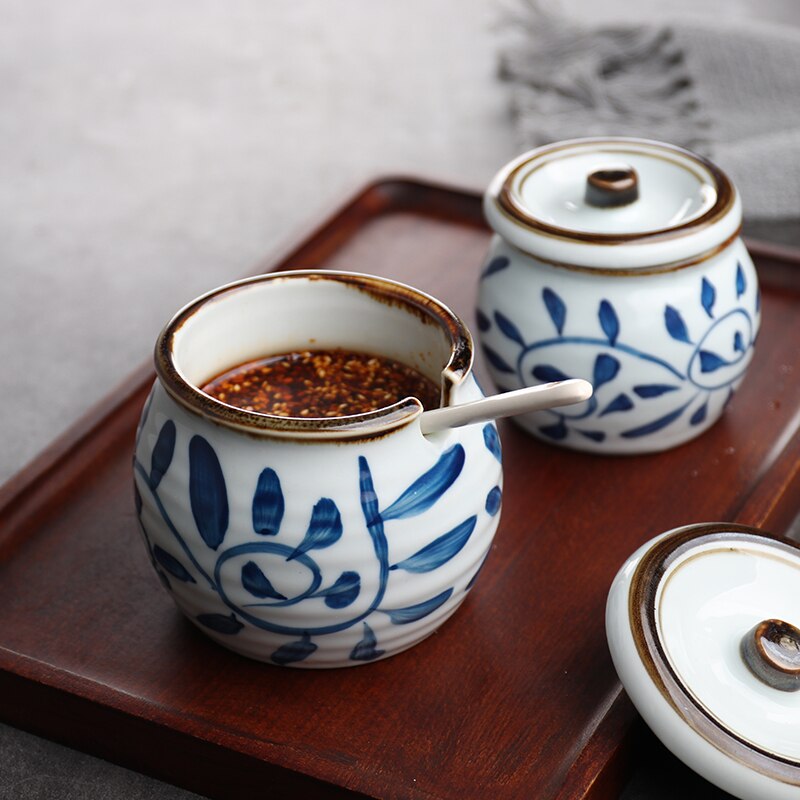 Japanese Style Hand Painted pot with lid and hole ... – Grandado