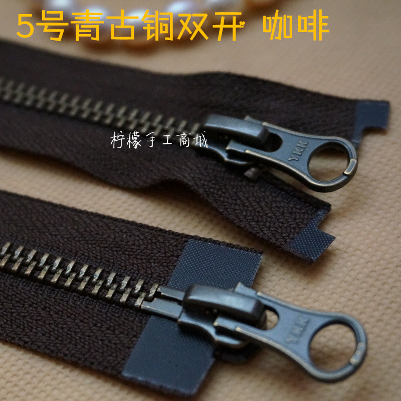Cremallera YKK 5 De metal verde bronce doble crema... – Grandado