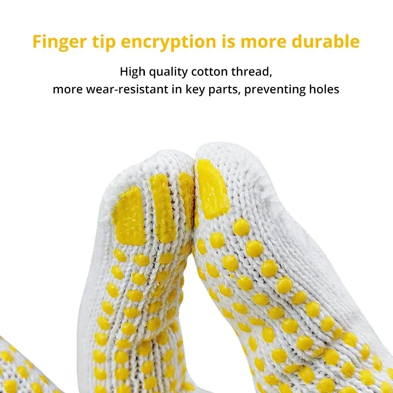 12 Pairs Work Gloves with Anti Slip Grip PVC Dots ... – Grandado