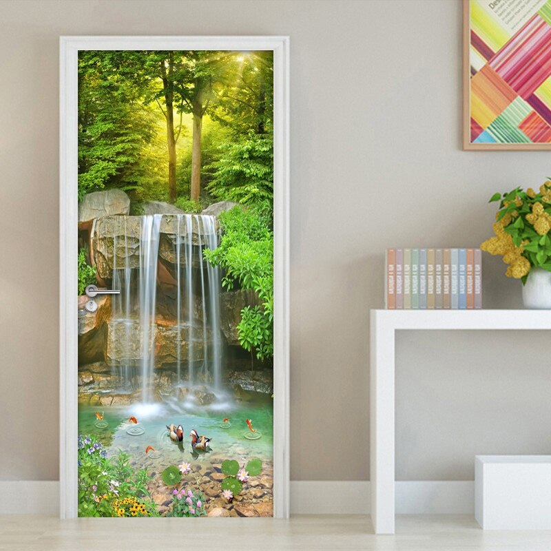 Waterfall 3D Landscape Door Sticker Nature Wallpap... – Grandado