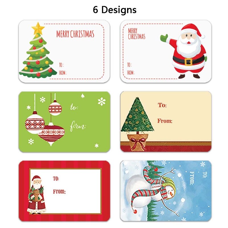 250pcs 6 Designs Adhesive Christmas Name Tags XMAS... – Vicedeal