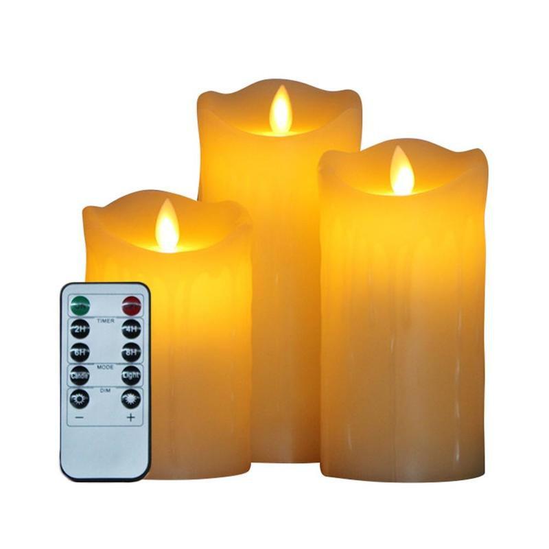 3 Flickering Flameless Pillar Led Candle Remote Co... – Grandado