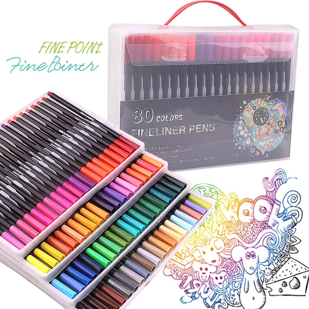 80 Colors Fineliners Pens Fineliner Color Pen Set ... – Vicedeal