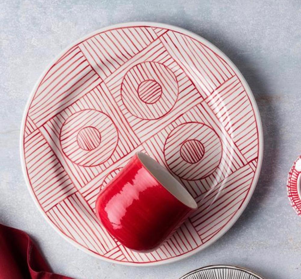 Handmade Red Water Pattern Dinner Plate – Vicedeal