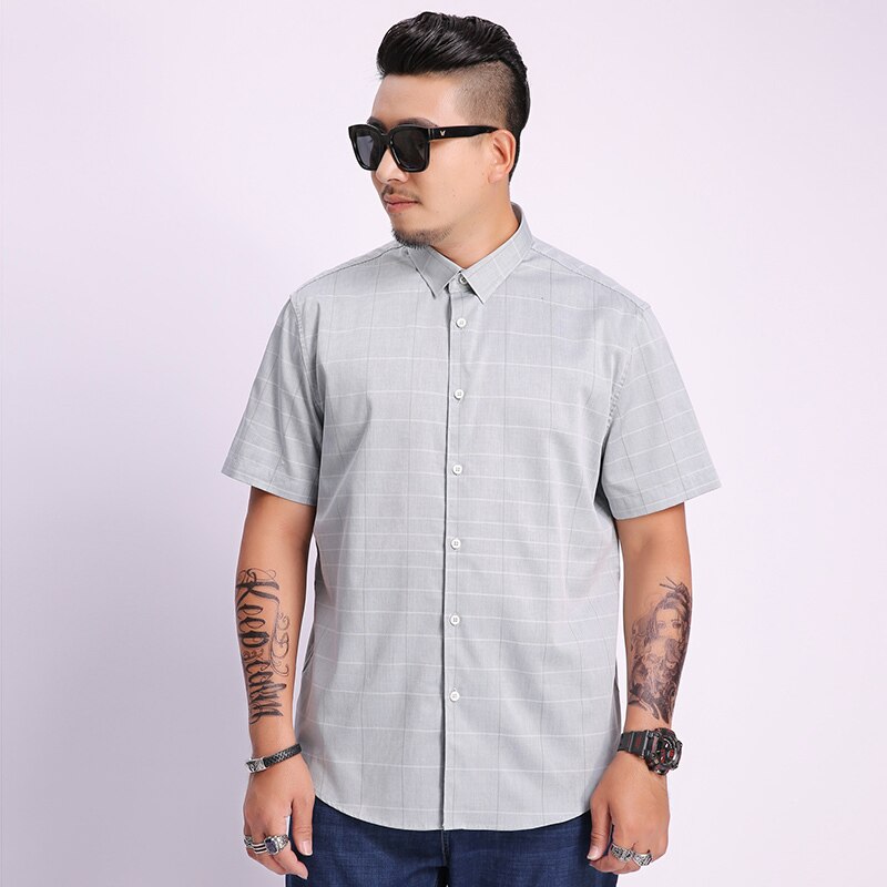 8xl 7xl 6xl 5xl Plus Size Plaid Korte Mouw Shirts ... – Grandado