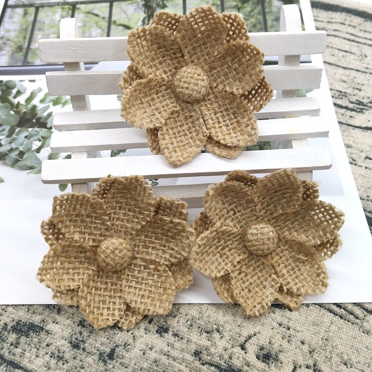 1 PCS Handmade Natural Jute Burlap Hessian Flower ... – Vicedeal
