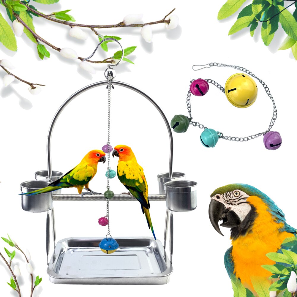 Stainless Steel Parrot Stand Bird Cage Rack With B... – Vicedeal