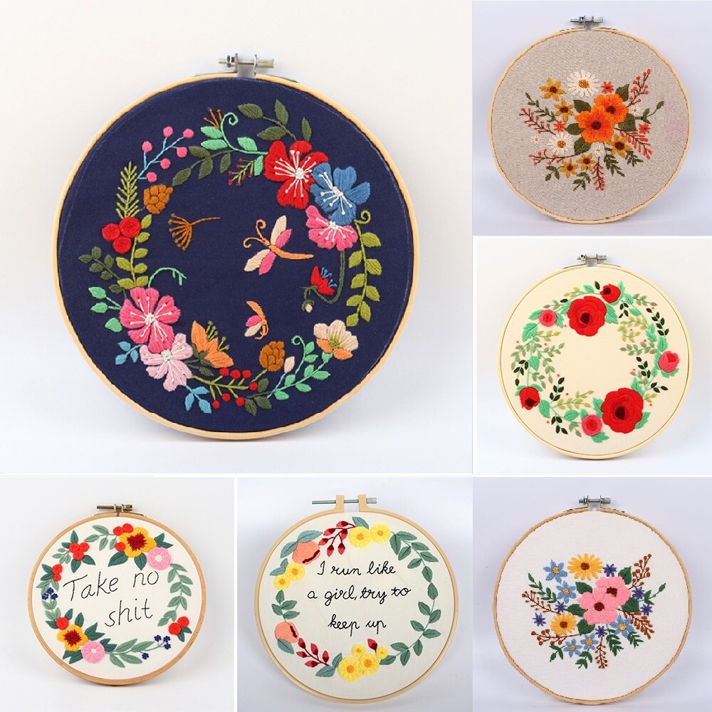 Simple Embroidery Kit Flowers Pattern DIY Handmade... – Vicedeal