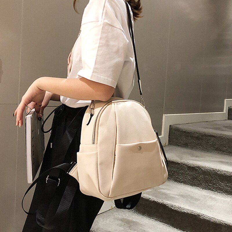Women White Leather Backpack Female Shoulder Bag w... – Grandado