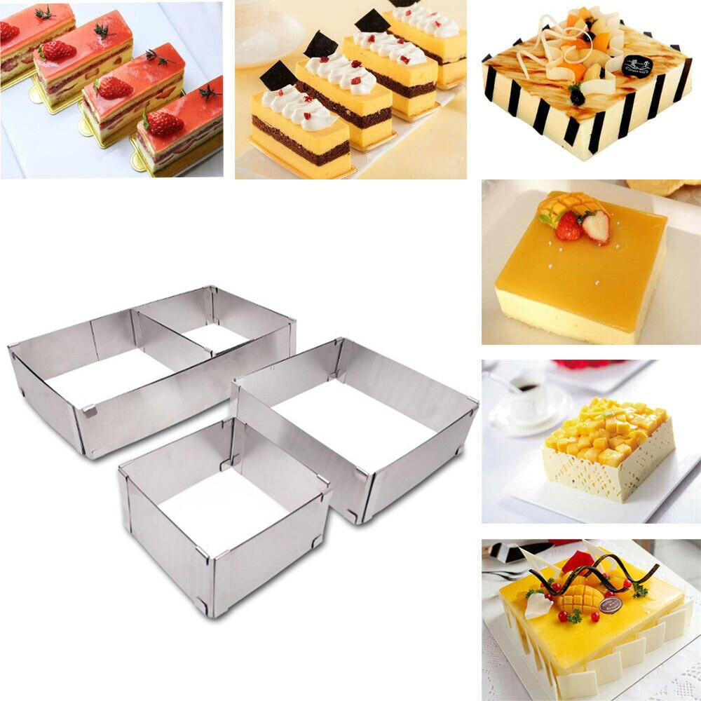 Rustfritt stål mousse kakering form firkantet kutt... – Grandado