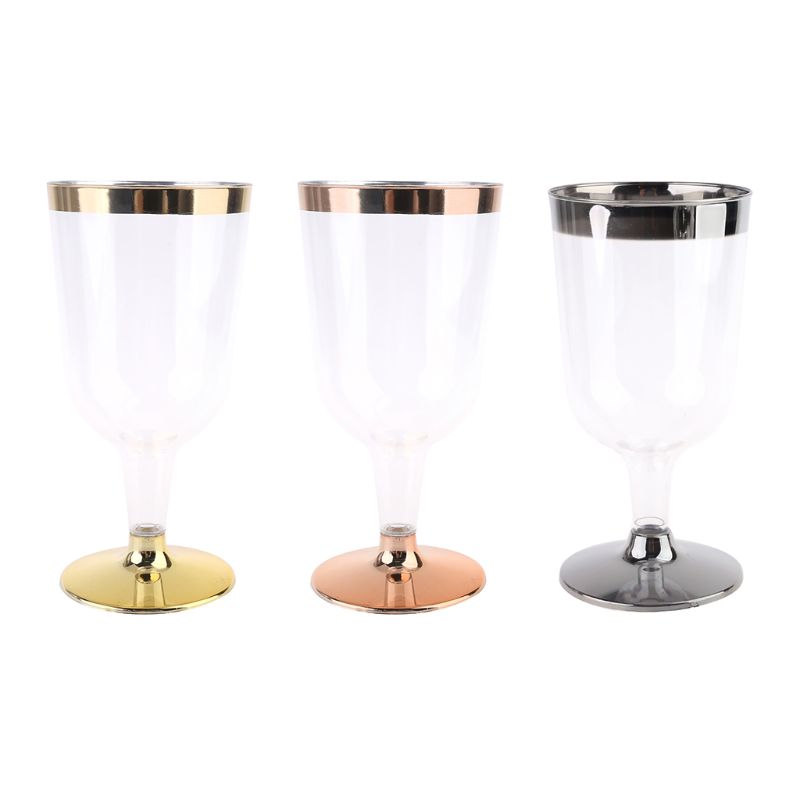 6PCS 180ML Disposable Wine Gold Side Goblet Plasti... – Vicedeal