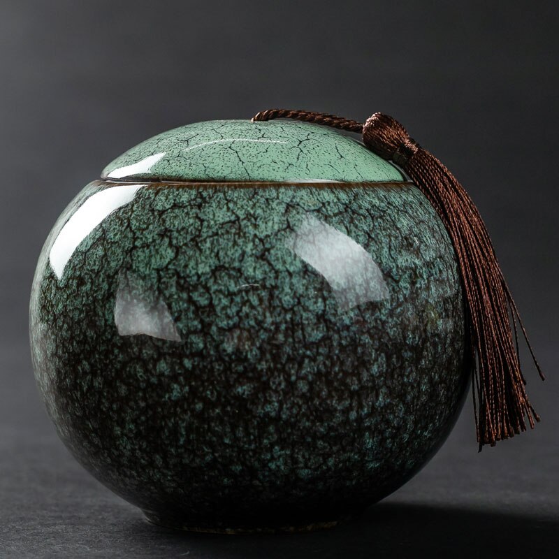 Chinese Tea Container Tin Dried Fruit Tea Jar Cera... – Grandado