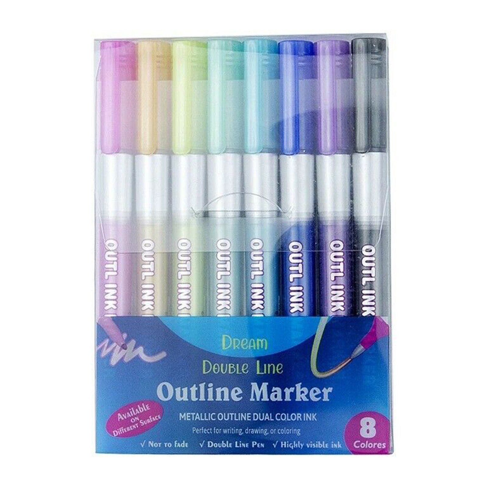 8 Colors Metallic Double Lines Doodle Art Drawing ... – Grandado
