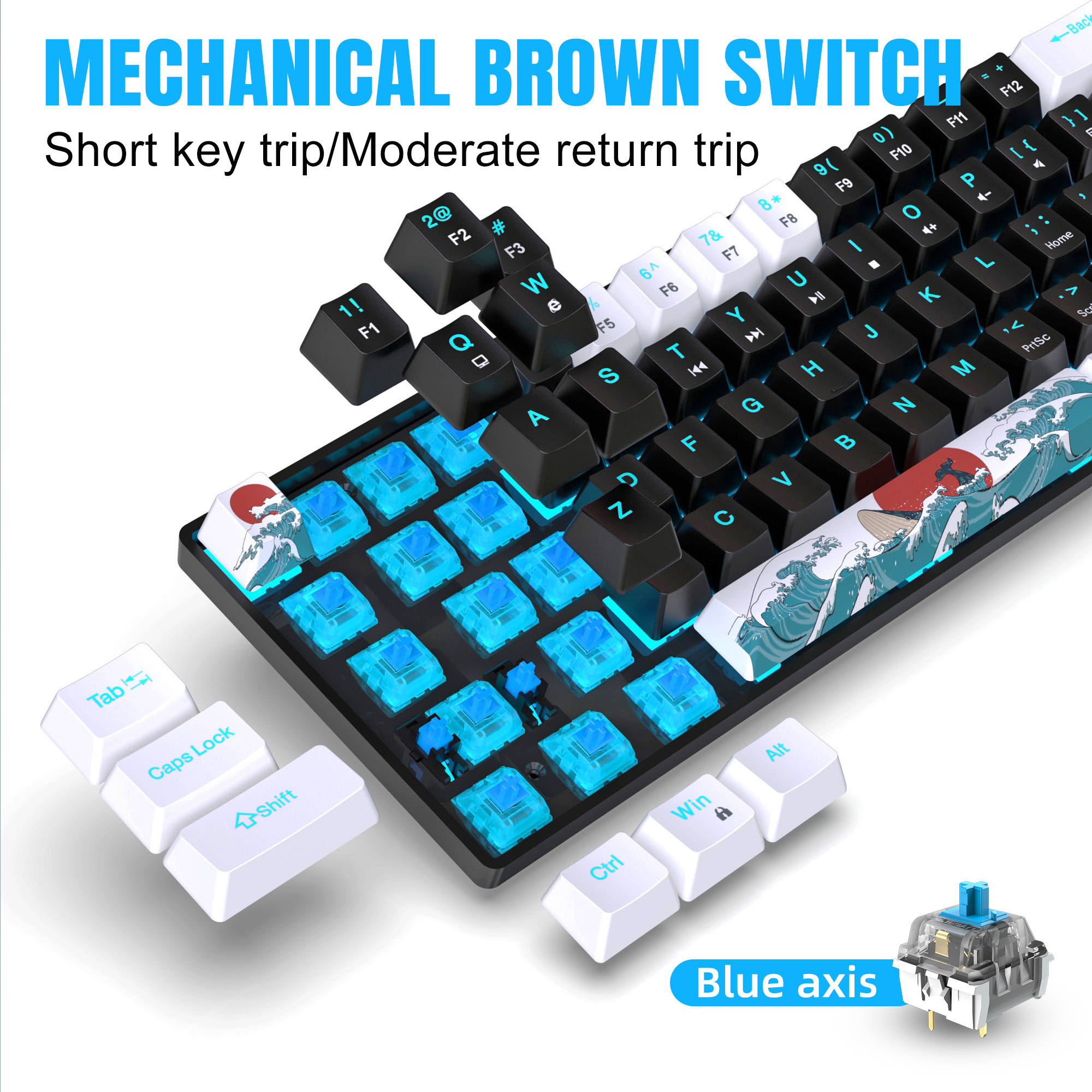 Gaming Keyboard, Wired Sea Blue LED Backlit Mini K... – Grandado