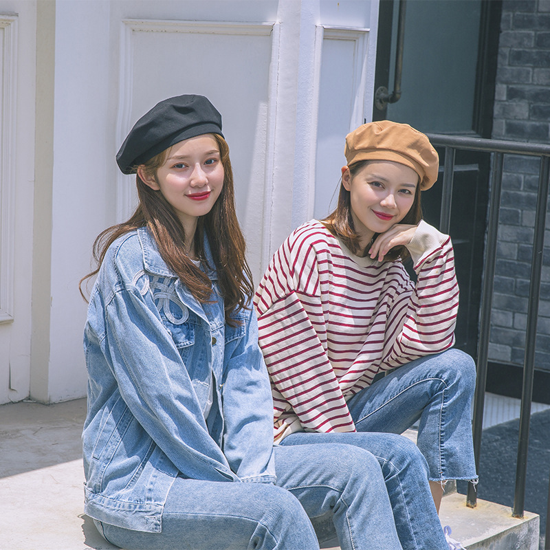 Gorro de Boina para mujer, gorros de Color sólido,... – Grandado