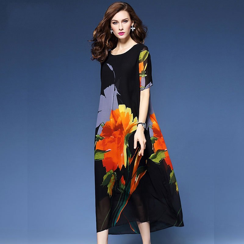 Brand Spring Summer women short sleeve print long ... – Vicedeal