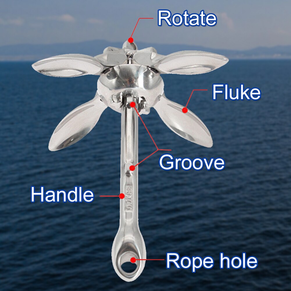 0.7KGS Folding Grapnel Anchor Marine Grade Stainle... – Grandado