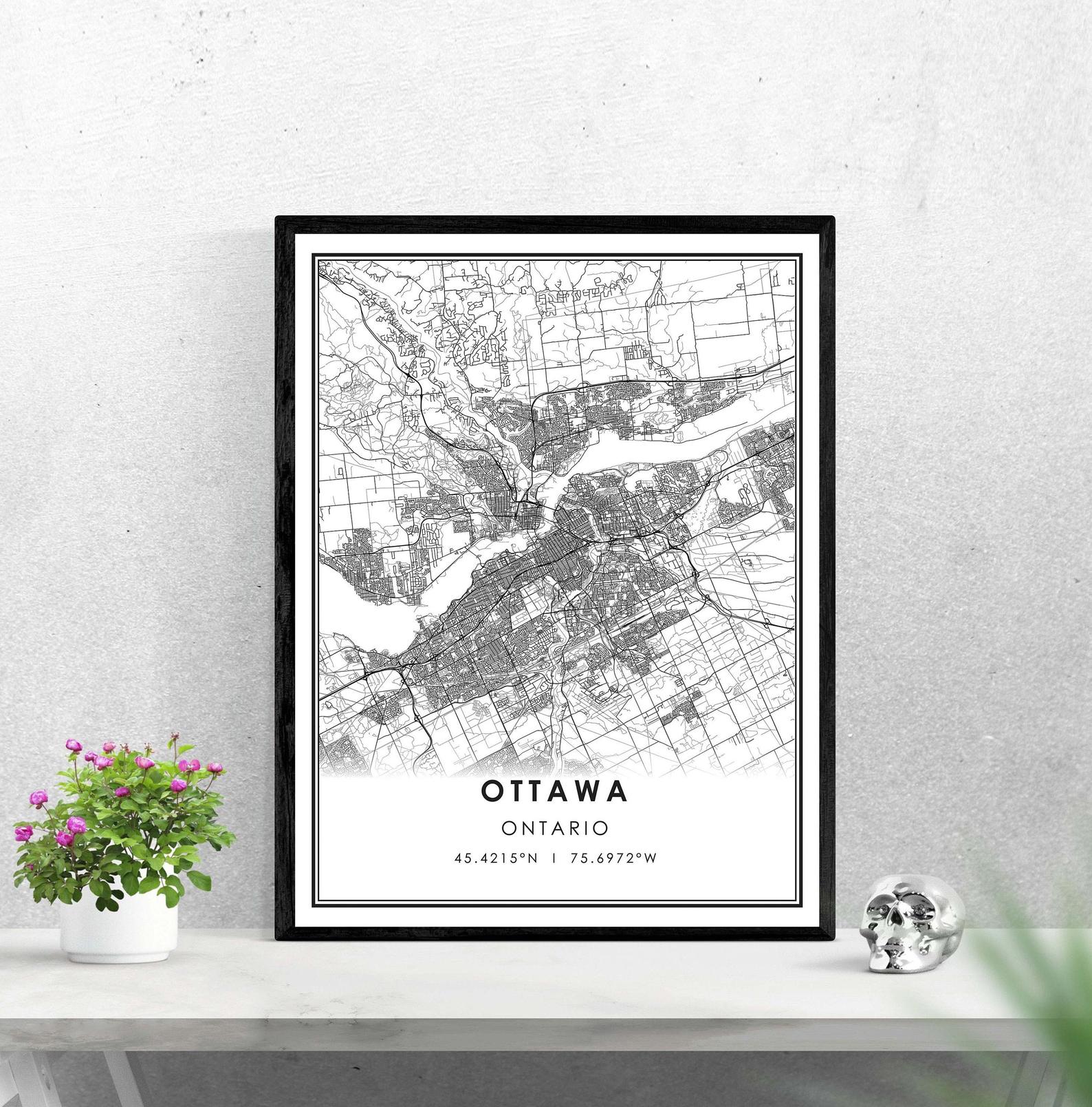 Ottawa map print poster canvas | Ottawa city map p... – Vicedeal