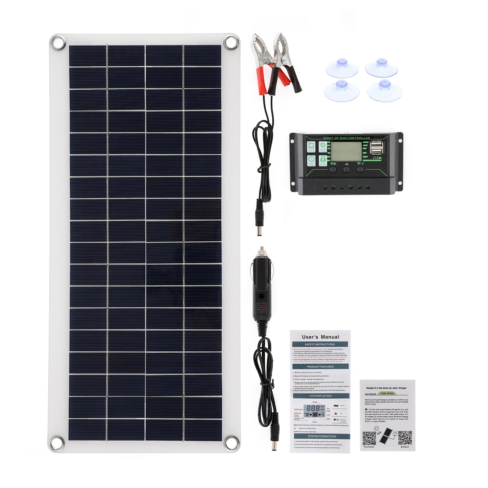 100W Solar Panel with 60A Controller Solar Power S... – Grandado