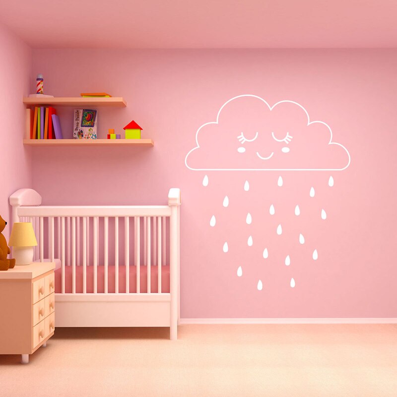 Cloud girl raining DIY art wall sticker Cute kids ... – Grandado