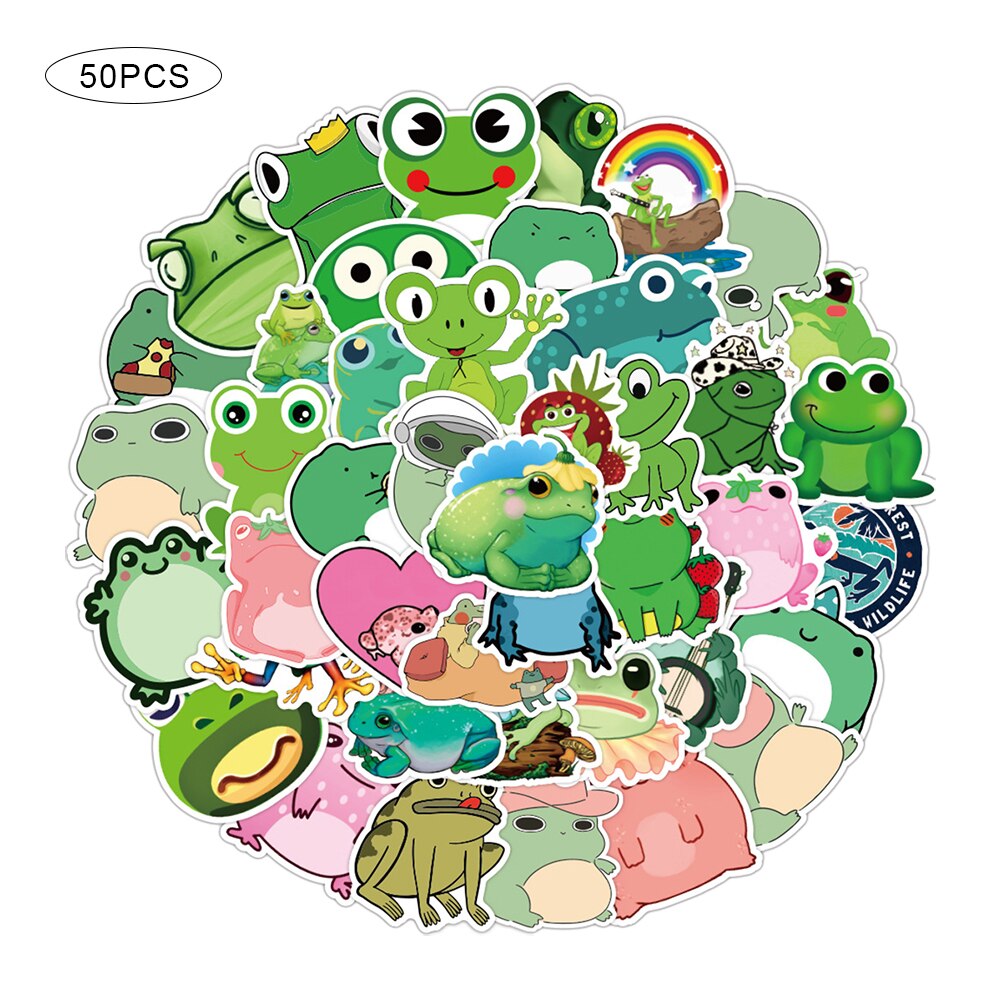 50PCS/set Cute Frog Cartoon Stickers Adhesive Stic... – Vicedeal