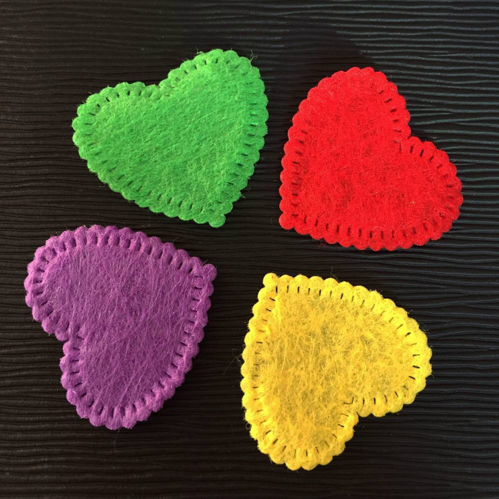 50PCS Mix 25mm Padded Felt Heart Appliques Crafts ... – Grandado