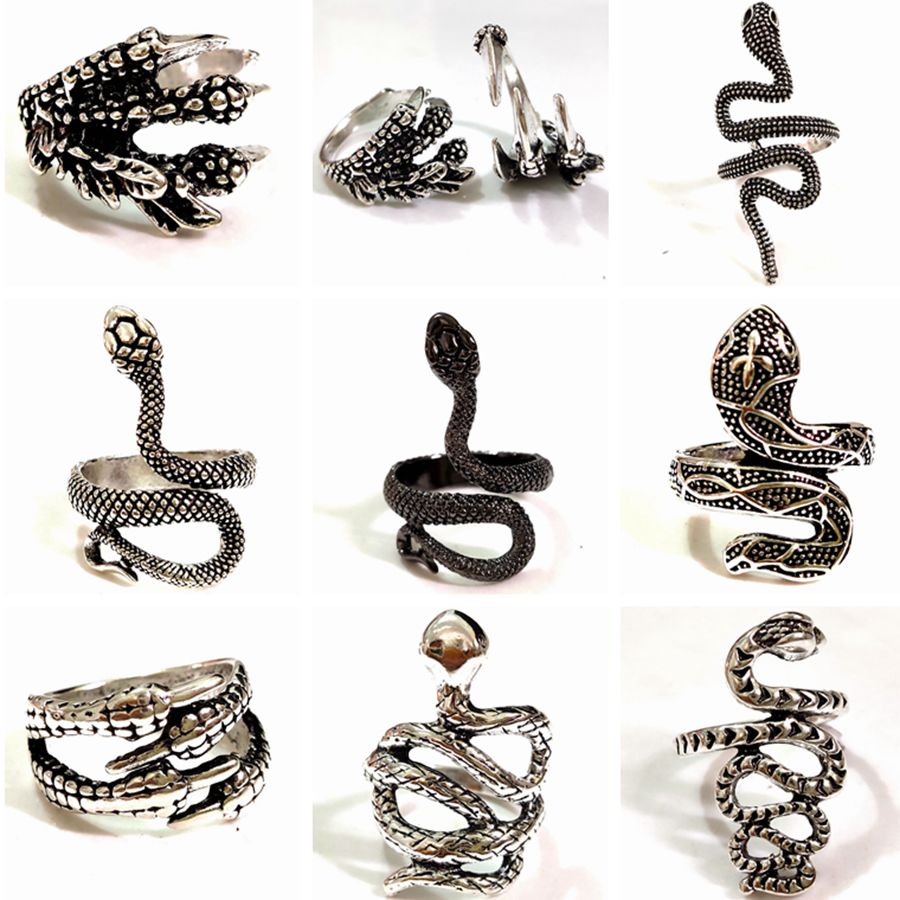 10pcs/lot Retro Punk Style Snake Ring Mens Rocker ... – Grandado
