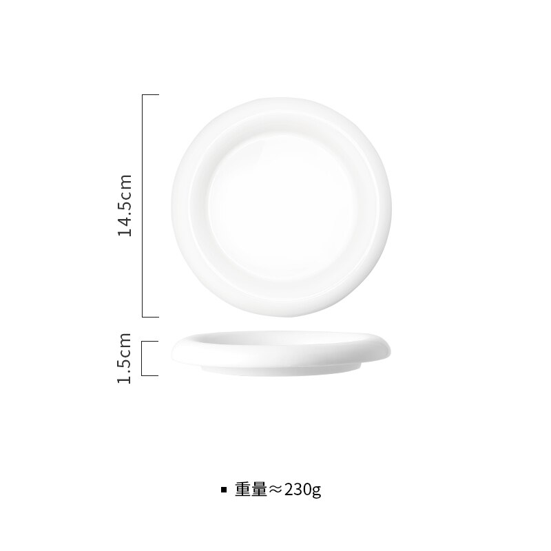 8 Inch White Ceramic Dinner Plate High-end Western... – Grandado