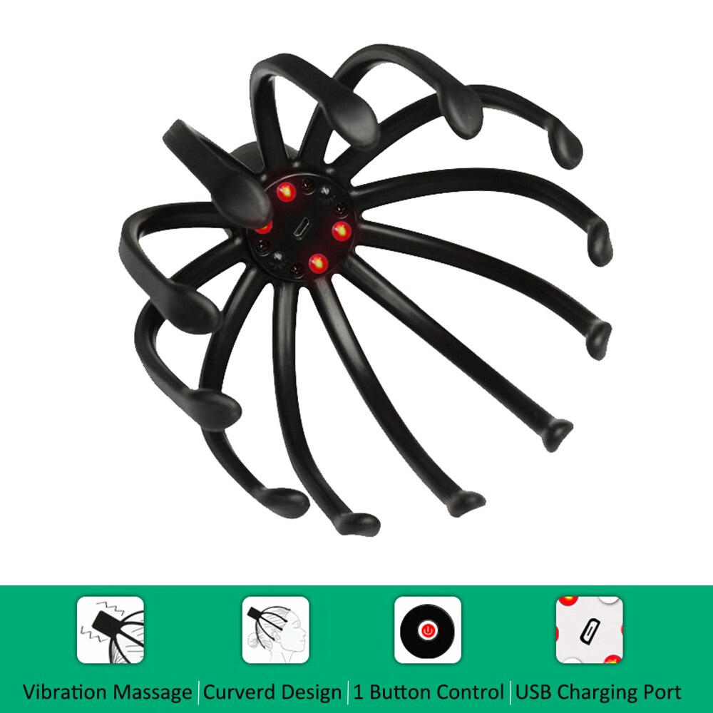 Rechargeable Octopus Electric Head Massager LED Re... – Vicedeal