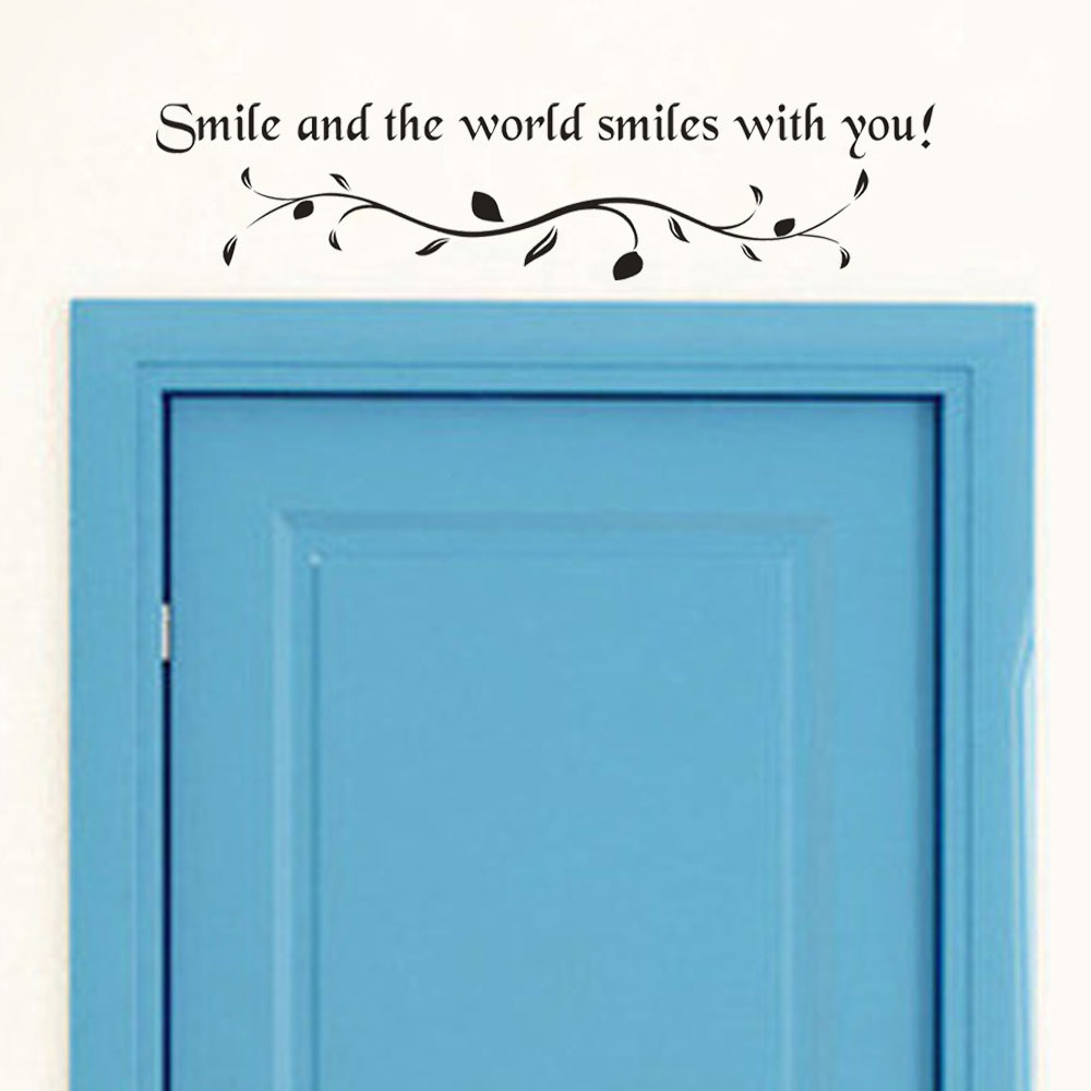 wall sticker quotes words home decoration Smile An... – Grandado