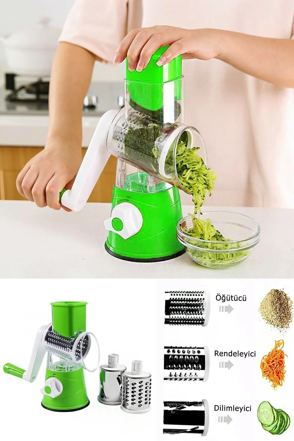 Praktische Mouwen 3 Staal Cap Chopper & Slicer Ras... – Grandado