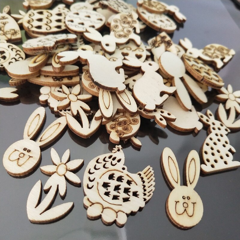 50pcs Bunny Rabbit Shape Unfinished Wood Animal Cu... – Grandado