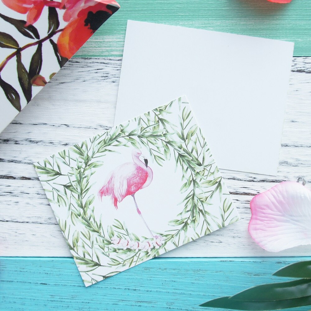 50pcs Mini white Card flamingo tropical plant styl... – Grandado