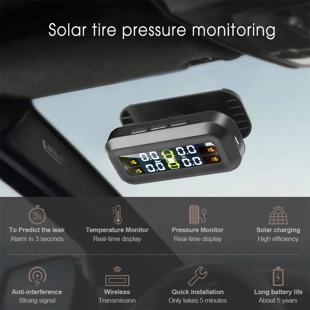 Solar- TPMS Auto Reifendruck Alarm Monitor System ... – Grandado