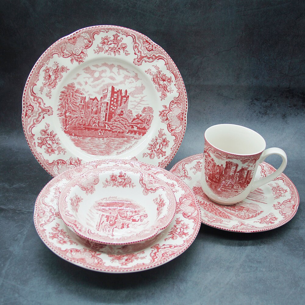 Castle pink tableware European ceramic breakfast p... – Grandado