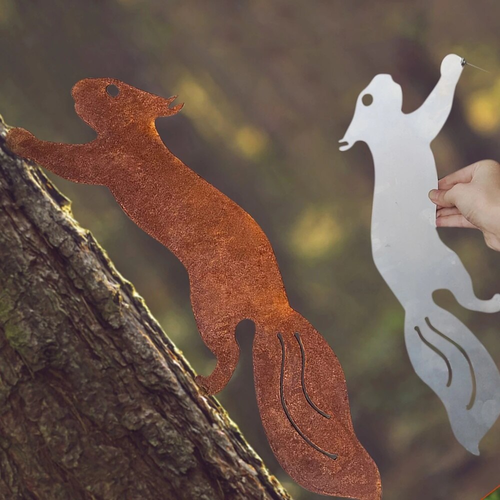 1x Outdoor Rusty Metal Running Squirrel Silhouette... – Vicedeal